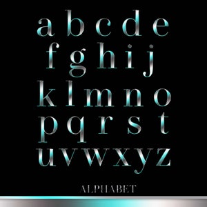 Blue and Silver Chrome Alphabet PNG Clipart, Silver Chrome Letters ...