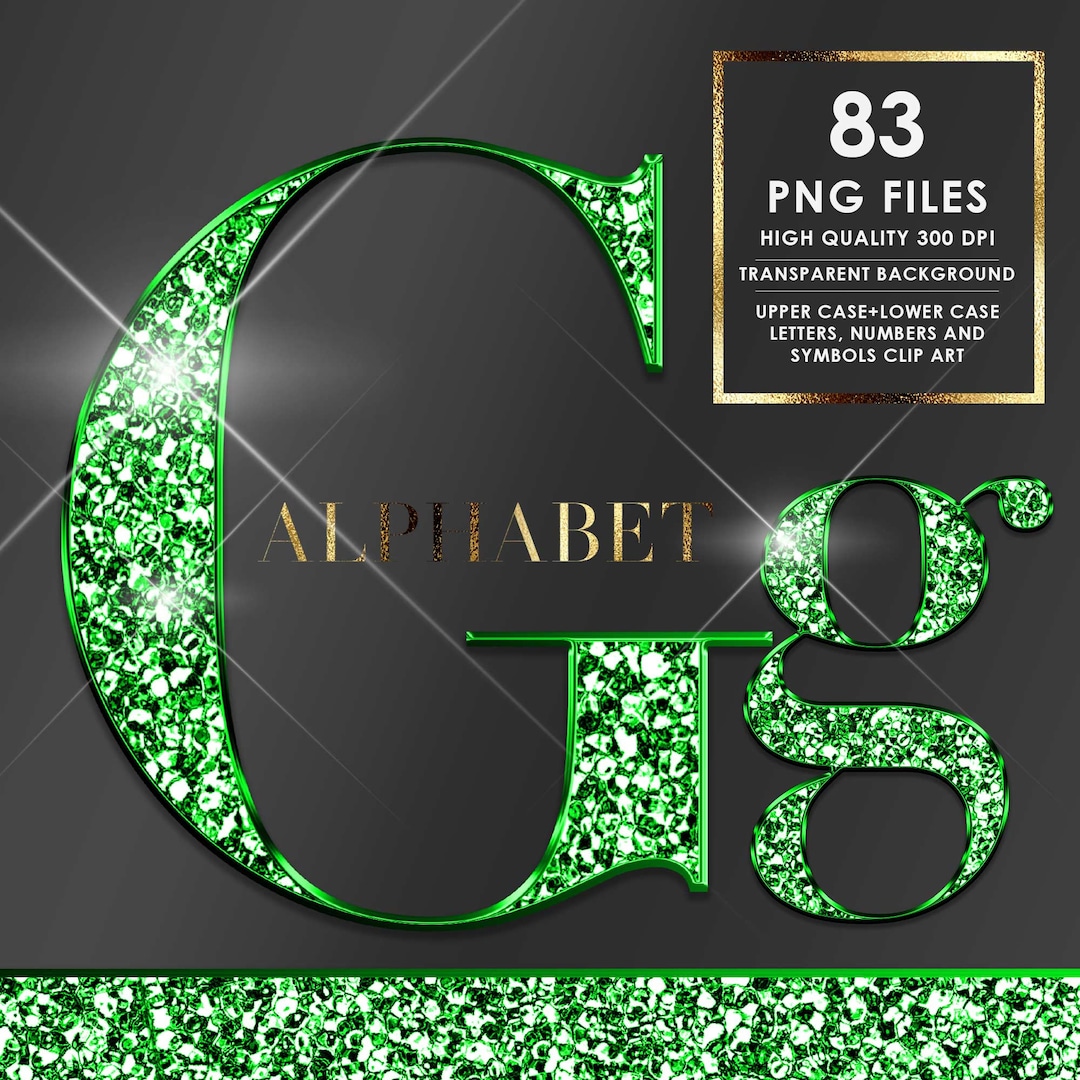Glitter Alphabet Png, Glitter Chunky Green Alphabet Clip Art, Sparkle ...