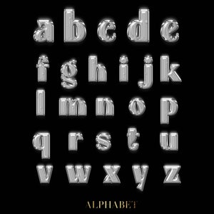 Silver Alphabet Png Clip Art, Silver Foil Alphabet Png, Glitter Chrome ...
