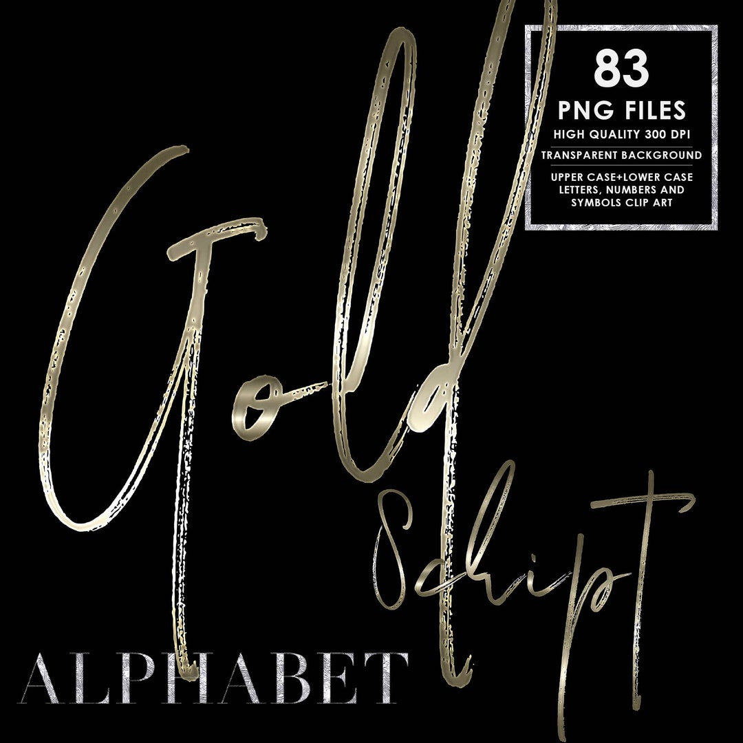 Gold Chrome Alphabet Png Clipart, Brush Letters Png, Gold Script ...