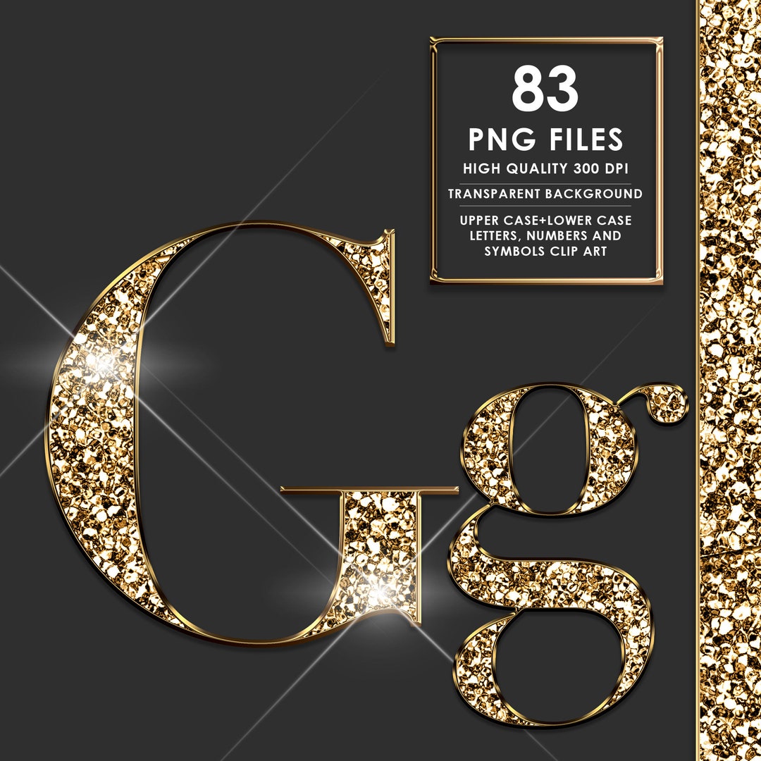 Gold Chunky Glitter Alphabet Clip Art, Gold Letters, Gold Alphabet PNG ...