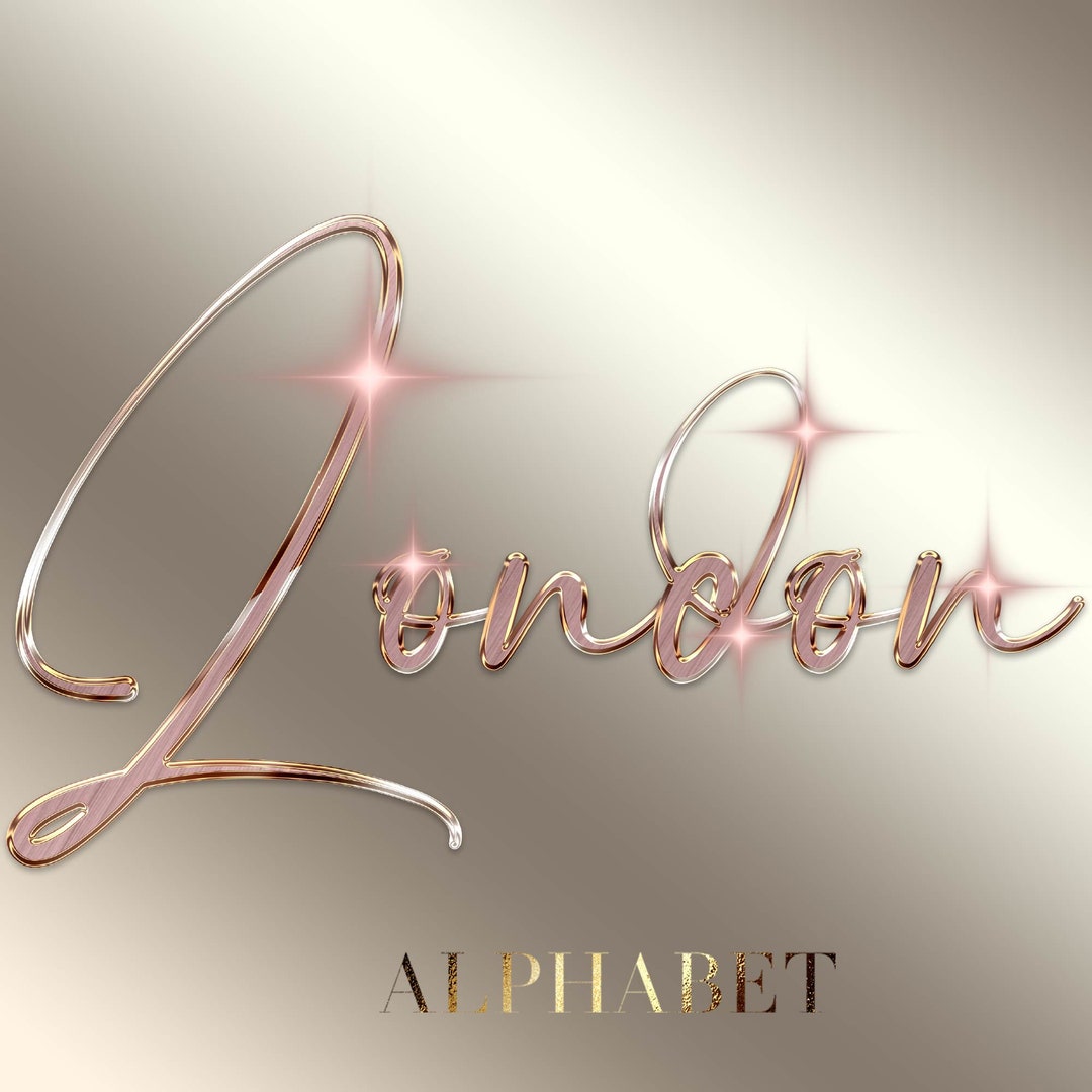 Pink Alphabet PNG, Gold Chrome Alphabet Clipart, Glitter, Cursive ...