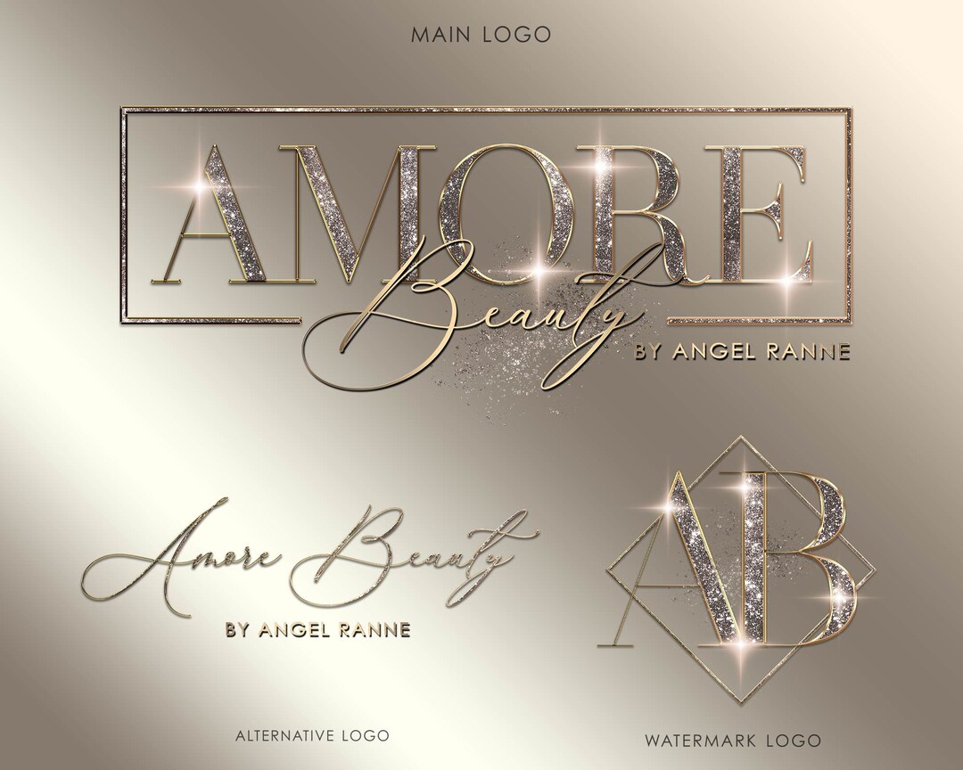Glitter Gold Logo, Premade Logo Design, Beauty Logo, Jewellery Logo ...