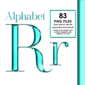 Turquoise Chrome Alphabet PNG, Blue Chrome Letters Png, Glam Alphabet ...