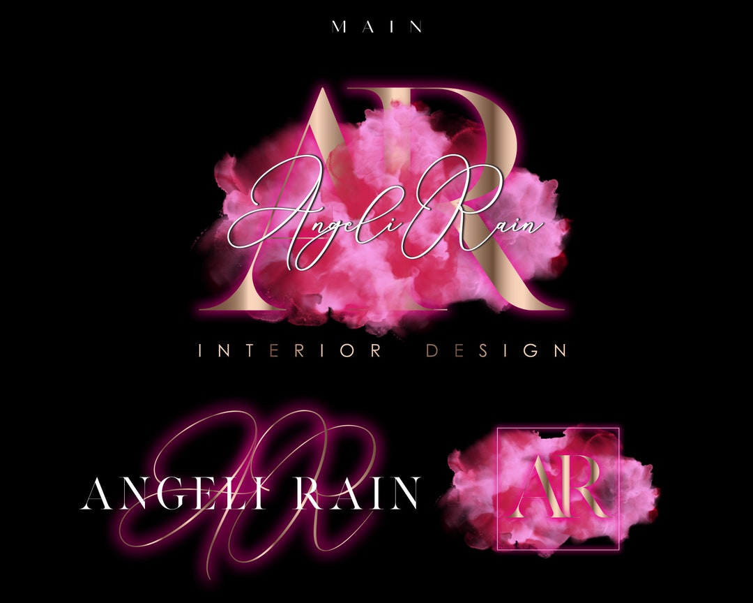 Pink and Gold Watercolour Logo, Premade Logo Design, Beauty Logo, Brow ...