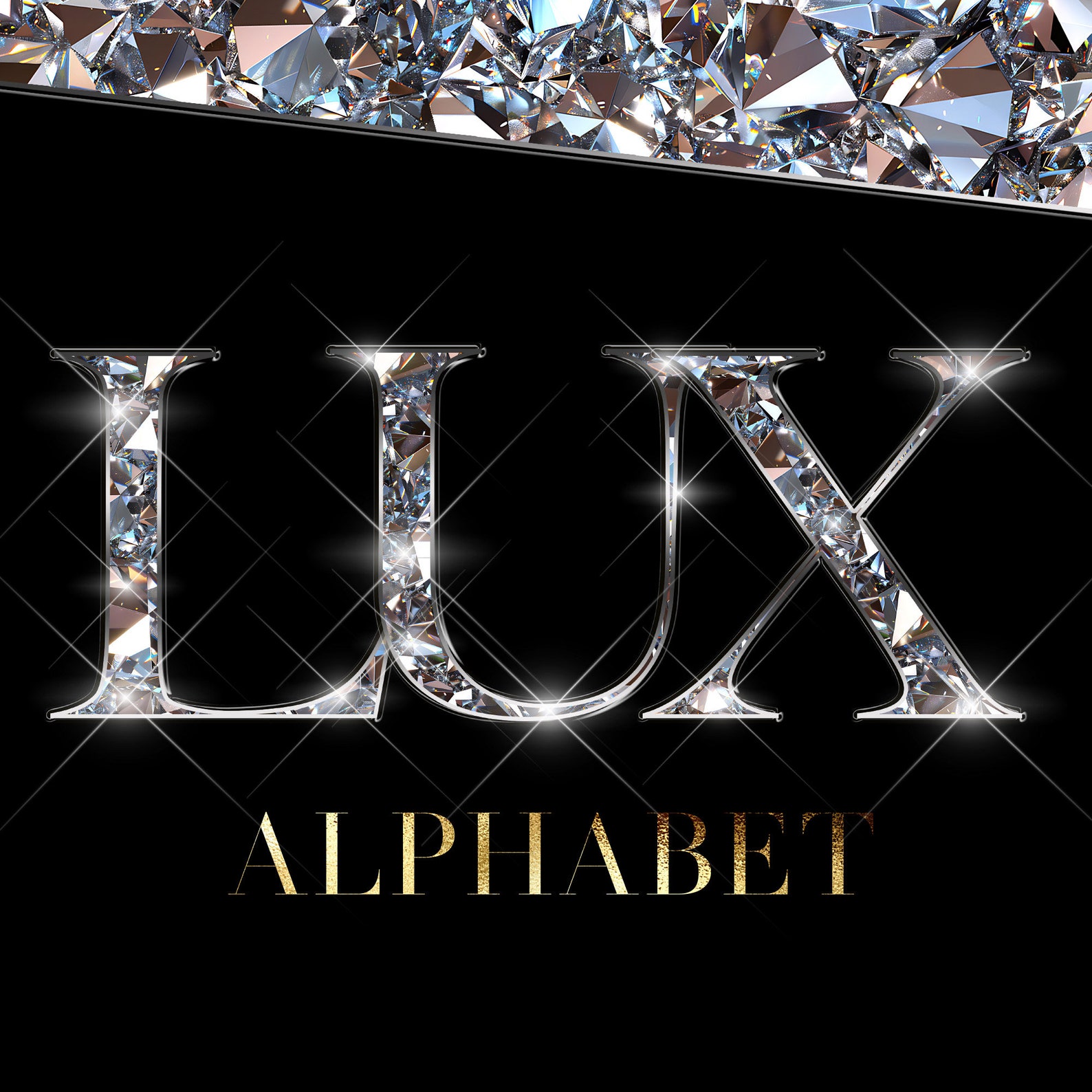 Diamond Alphabet Clipart, Glitter Glamour Letters PNG (digital Download ...