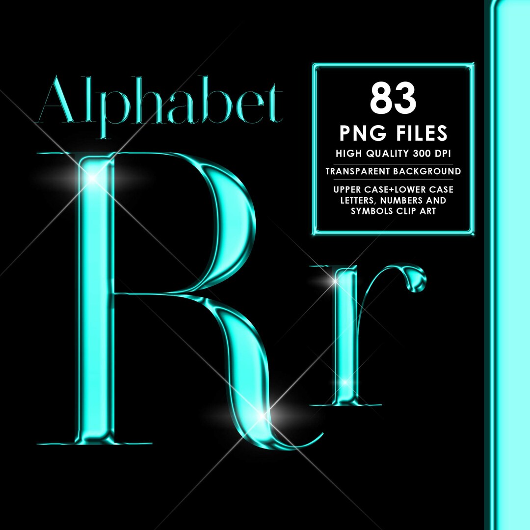 Turquoise Chrome Alphabet PNG, Blue Chrome Letters Png, Glam Alphabet ...