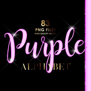 Glitter Lilac Alphabet PNG Clip Art, Script Alphabet, Purple Cursive ...