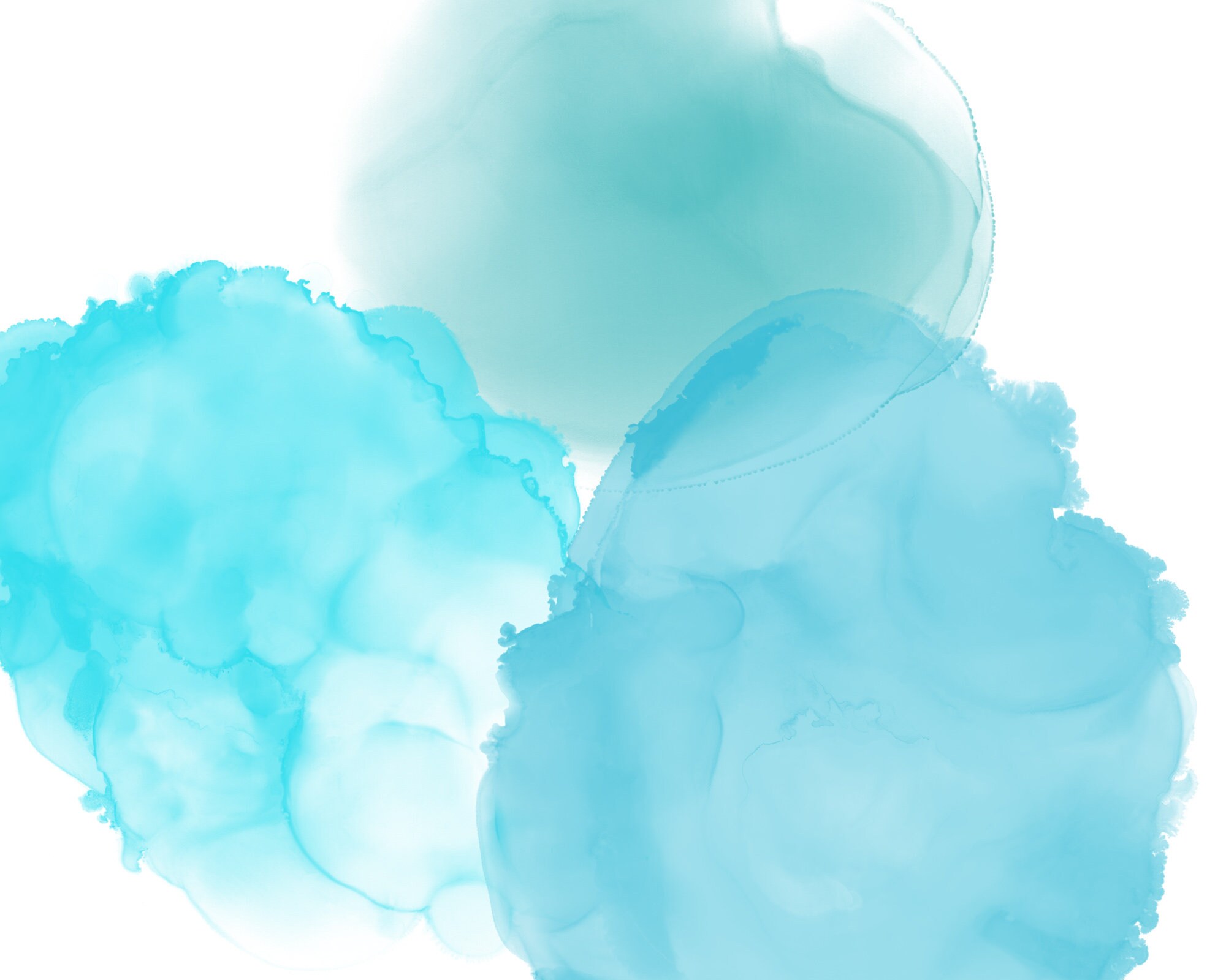 Turquoise Watercolor Clipart, Teal Alcohol Ink Png, Watercolour Circles ...