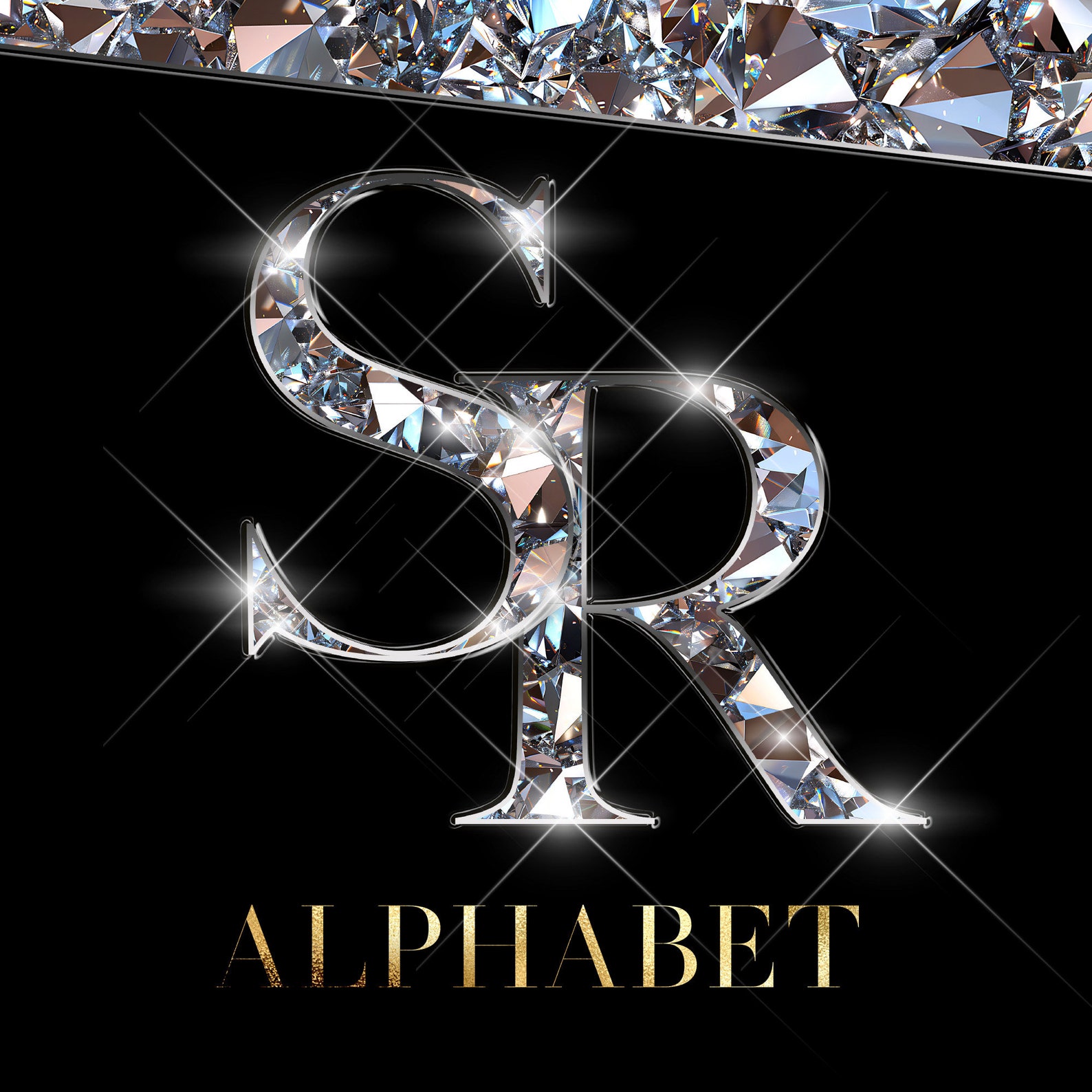 Diamond Alphabet Clipart, Glitter Glamour Letters PNG (digital Download ...
