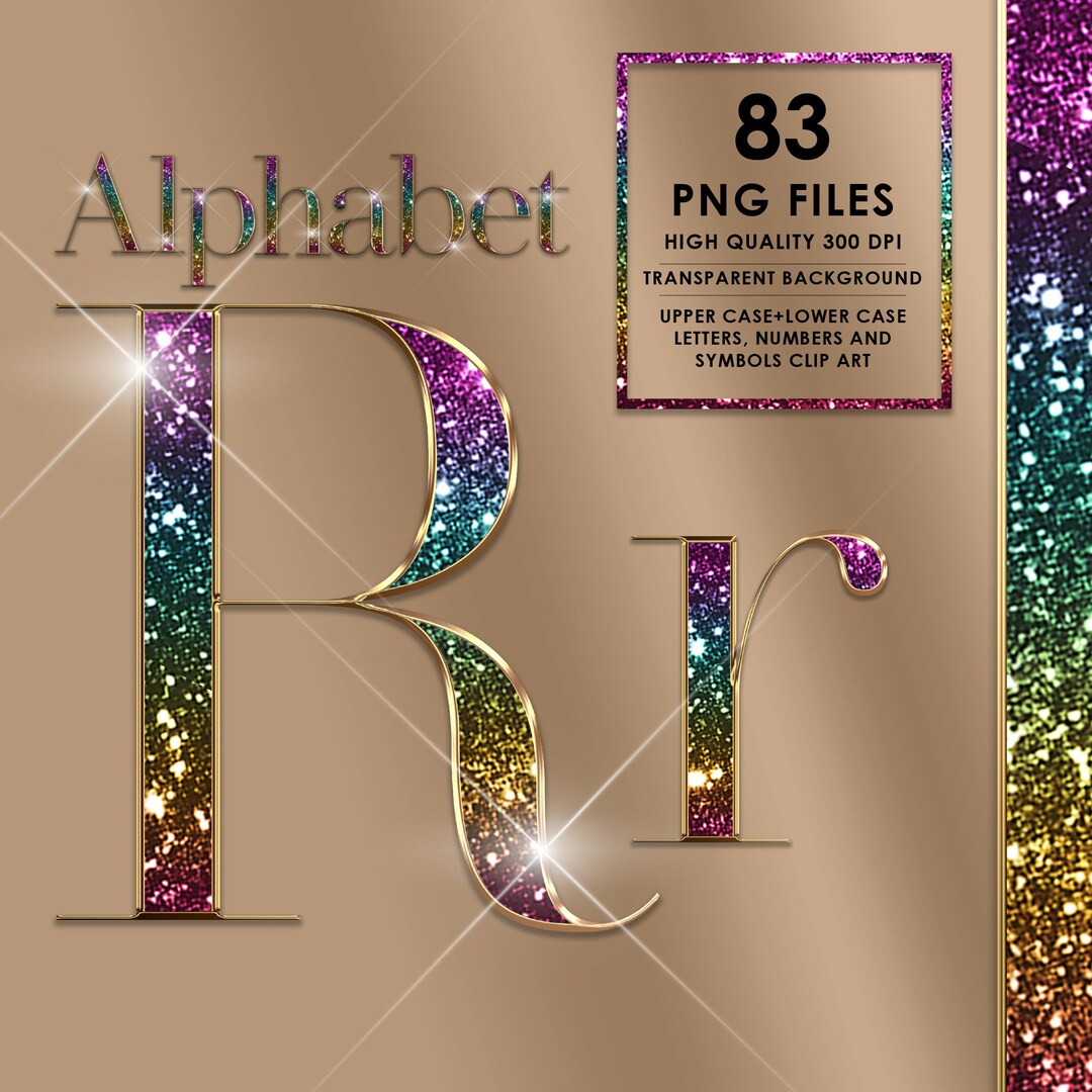 Rainbow Glitter Alphabet Png, Luxury Alphabet Png, Colorful Alphabet ...