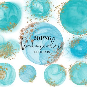 Blue Splashes Splotches Clipart 20 PNG Files, Blue Watercolor Digital ...