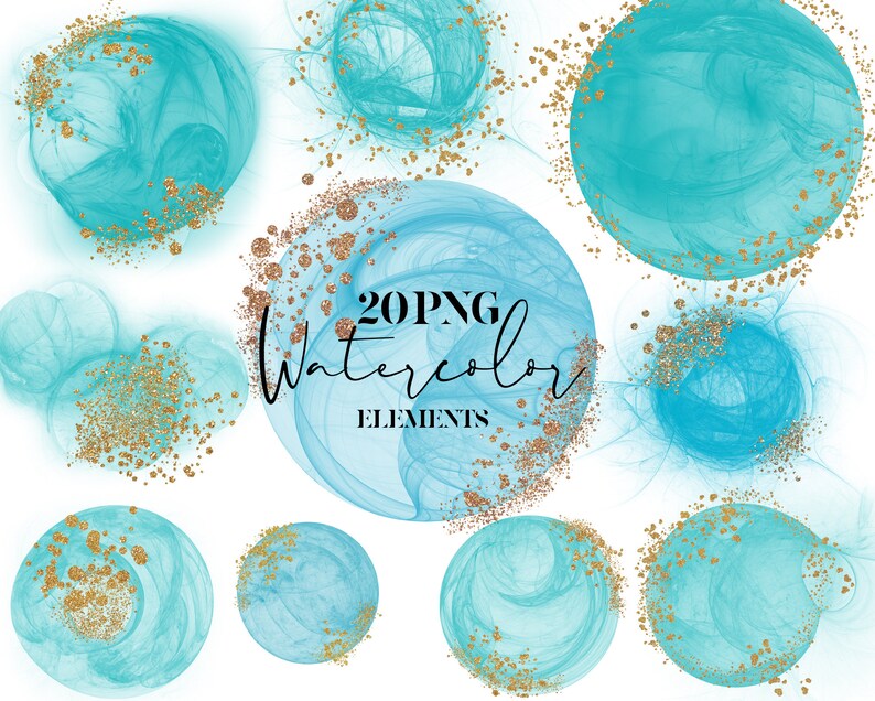 Blue Splashes Splotches Clipart 20 PNG Files Blue Watercolor - Etsy