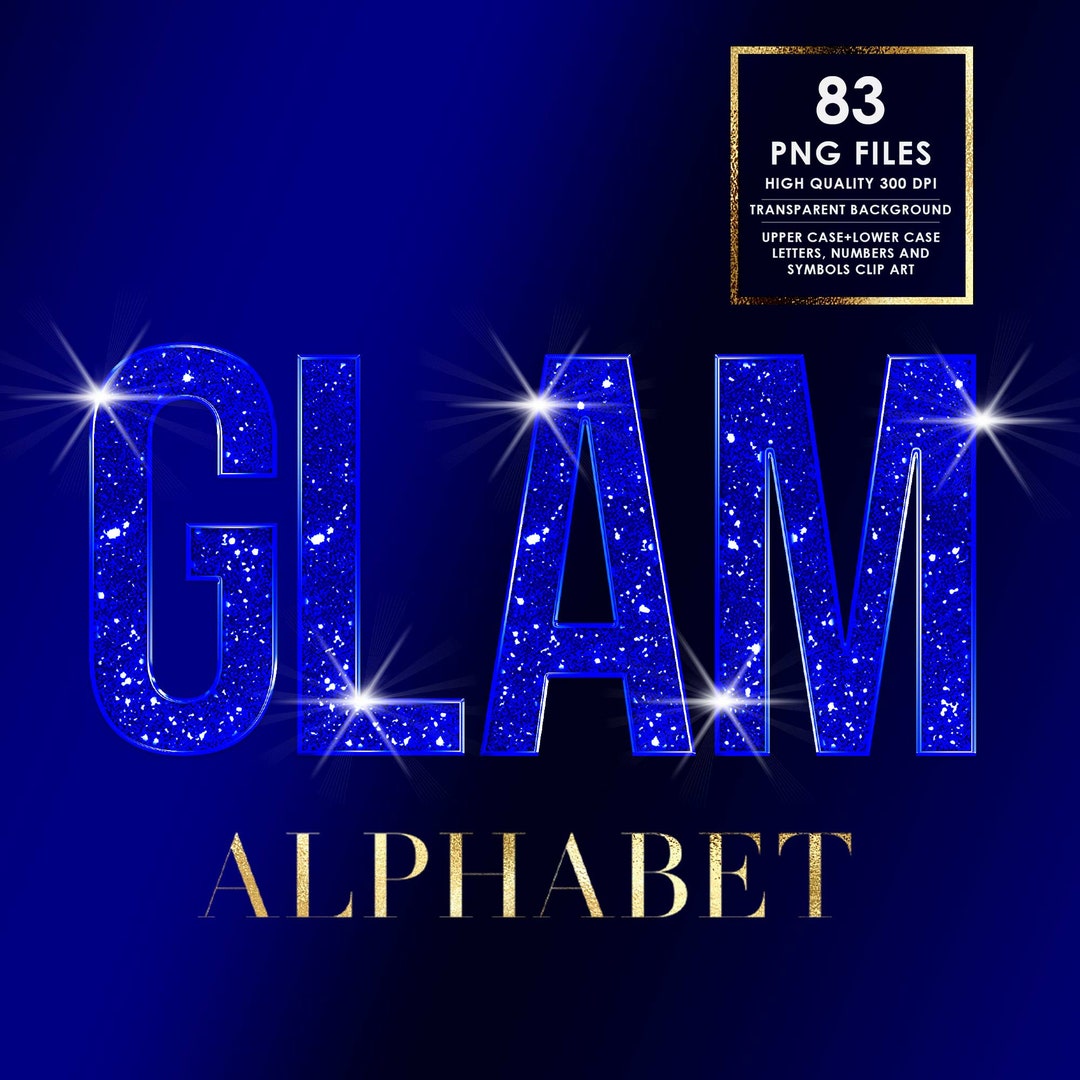 Glitter Blue Alphabet PNG Clip Art, Diamond Alphabet PNG, Glam Letters ...