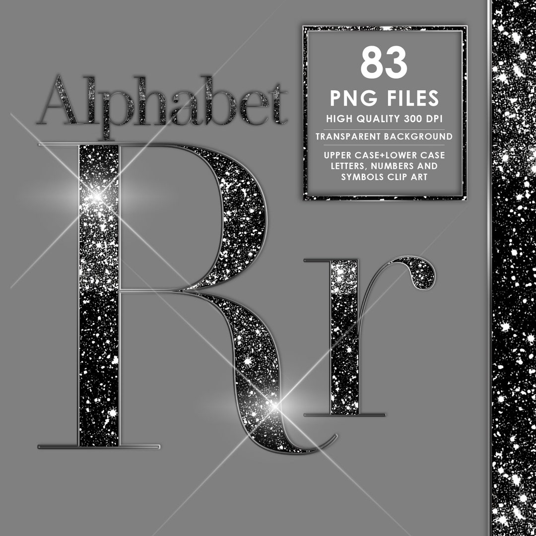 Black Glitter Alphabet PNG, Diamond Alphabet PNG, Glam Alphabet Clipart ...