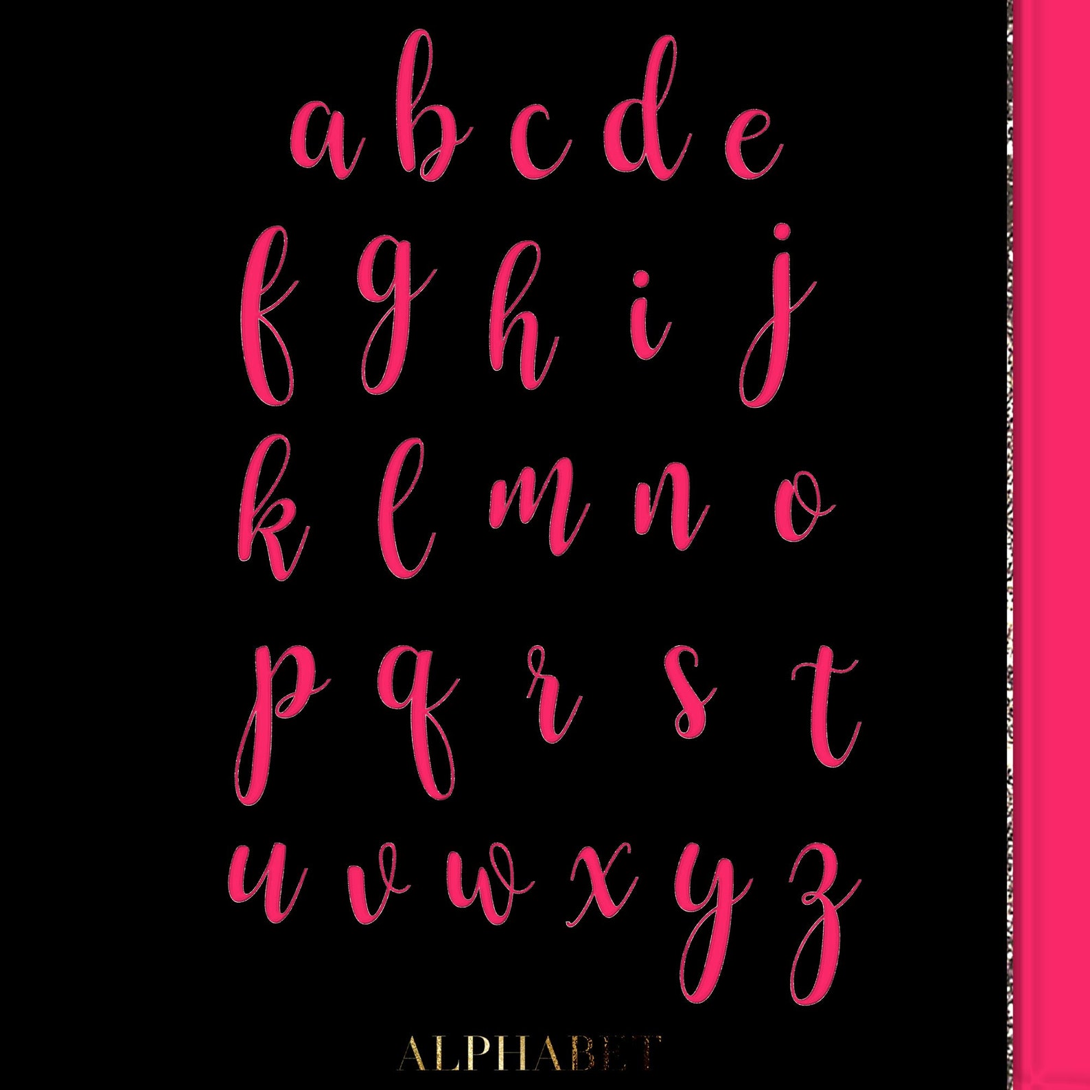 Hot Pink Alphabet PNG, Glitter Alphabet, Script, Pink and Gold Alphabet ...