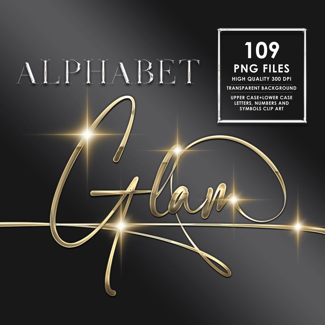 Gold Alphabet PNG, Gold Chrome Alphabet Clipart, Glitter, Script ...