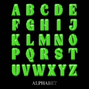 Green Alphabet Png Clip Art, Green Foil Alphabet Png, Glitter Chrome ...