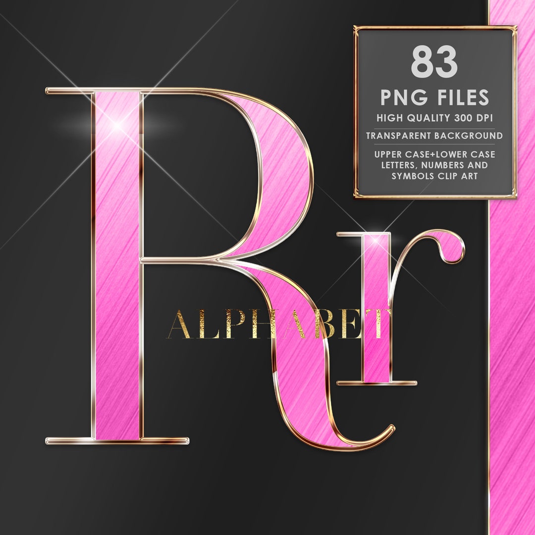 Hot Pink and Gold Alphabet PNG Clipart, Hot Pink Letters Png, Chrome ...