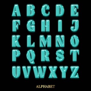 Turquoise Alphabet Png Clip Art, Blue Foil Alphabet Png, Glitter Chrome ...