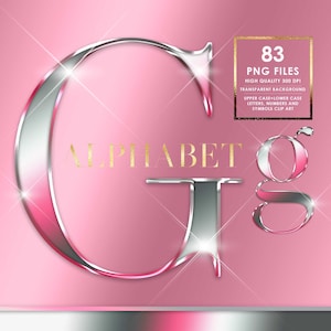 Pink Metallic Alphabet PNG Clipart, Pink and Silver Chrome Alphabet ...