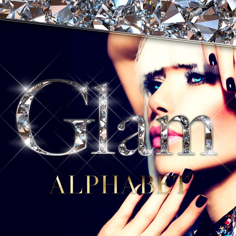 Diamond Alphabet Clipart, Glitter Glamour Letters PNG (digital Download ...