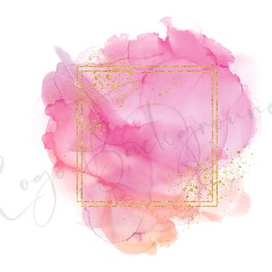 Pink Logo Background Png, Pink Brush Stroke Png, Gold Frame, Pink ...