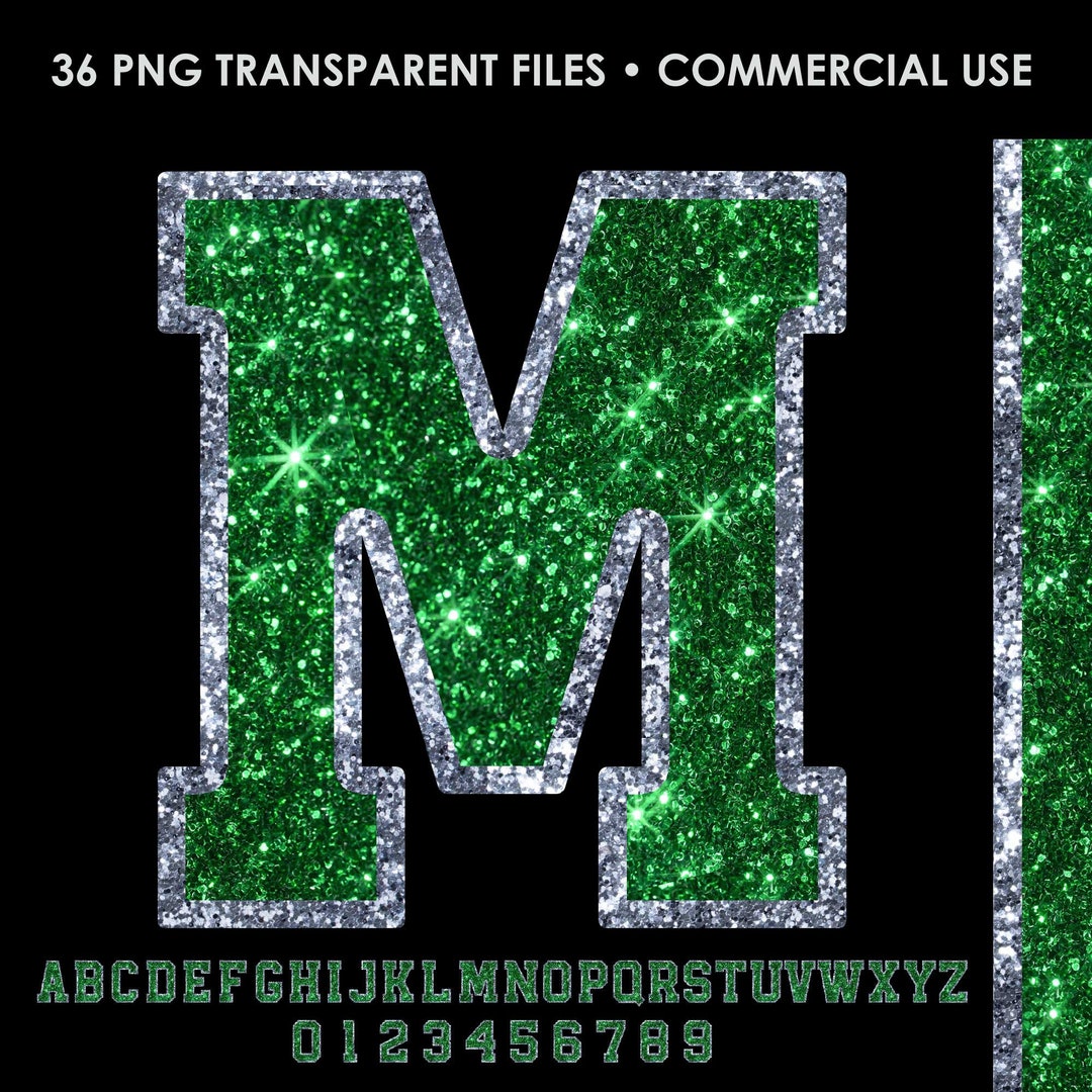 Glitter Sport Alphabet Png Clip Art, Green Glitter Letters Png ...
