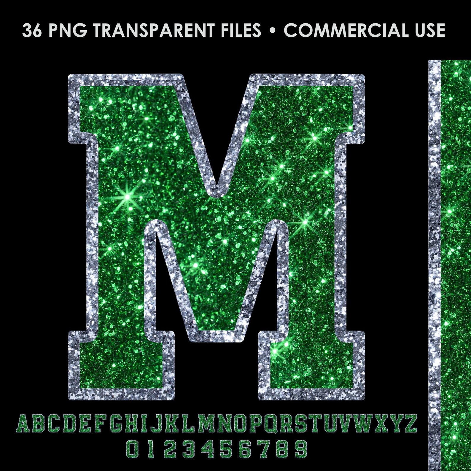 Glitter Sport Alphabet Png Clip Art, Green Glitter Letters Png ...