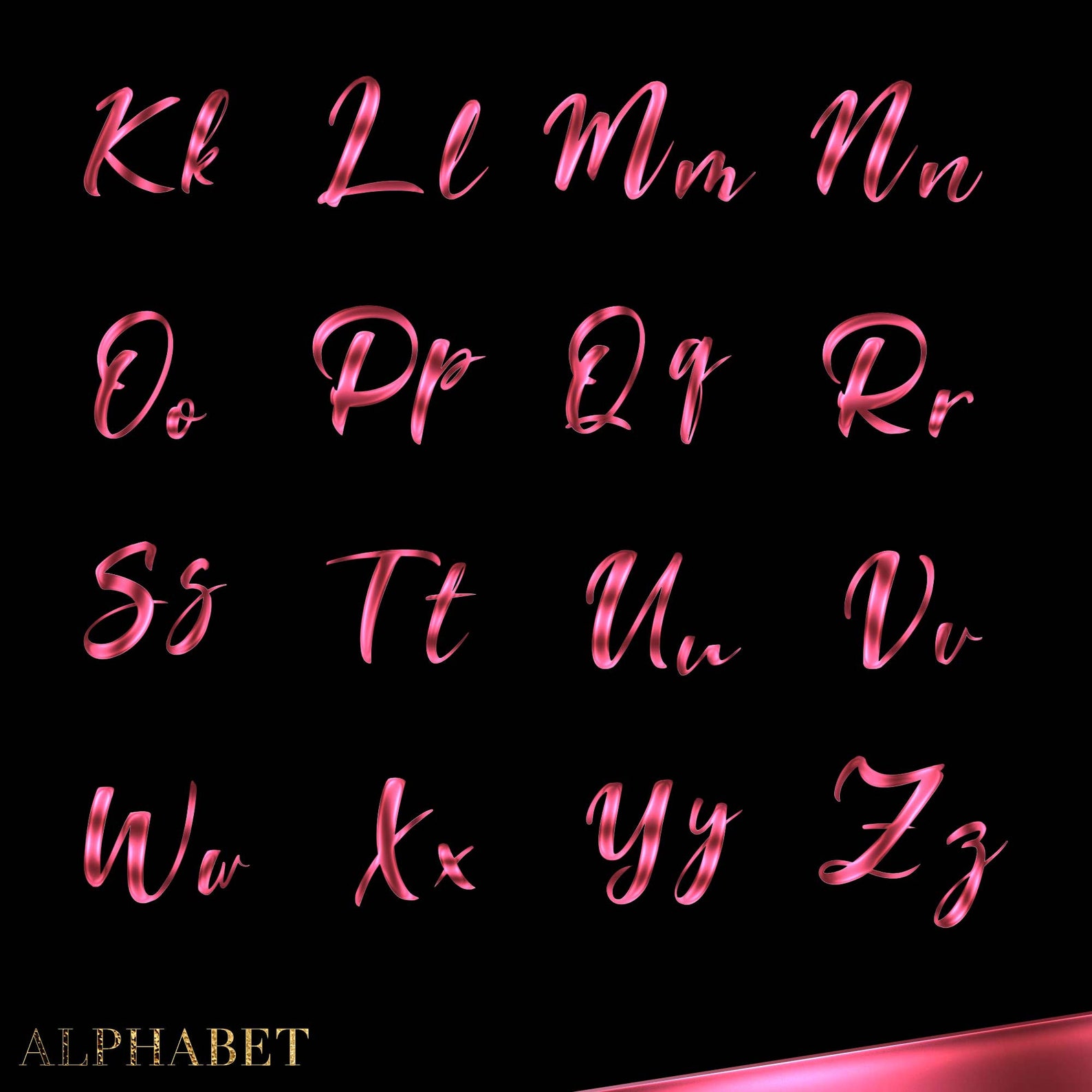 Pink Alphabet Png Clip Art, Script Alphabet PNG, Glitter Pink Letters ...