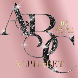 Glitter Black Alphabet PNG Clipart, Sparkling Black Letters, Bling ...