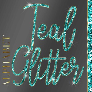 Teal Script Doodle Alphabet Png Clip Art, Blue Cursive Glitter Letters ...