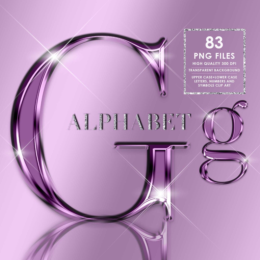Purple Chrome Alphabet PNG Clip Art, Purple Chrome Letters Png, Glitter ...