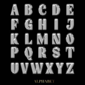 Silver Alphabet Png Clip Art, Silver Foil Alphabet Png, Glitter Chrome ...