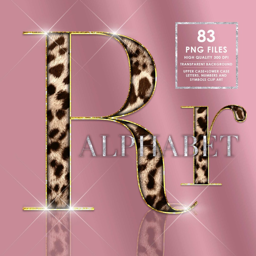 Leopard Pattern Alphabet Png Clip Art, Animal Skin Letters, Gold Chrome ...