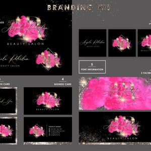 Pink Neon Logo, Brow Logo, Hair Logo, Pink Watercolor Logo, Pink Smoke ...