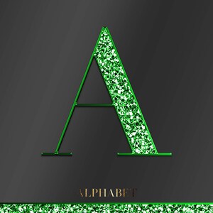 Glitter Alphabet Png, Glitter Chunky Green Alphabet Clip Art, Sparkle ...