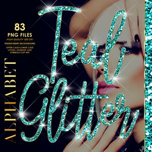 Teal Script Doodle Alphabet Png Clip Art, Blue Cursive Glitter Letters ...