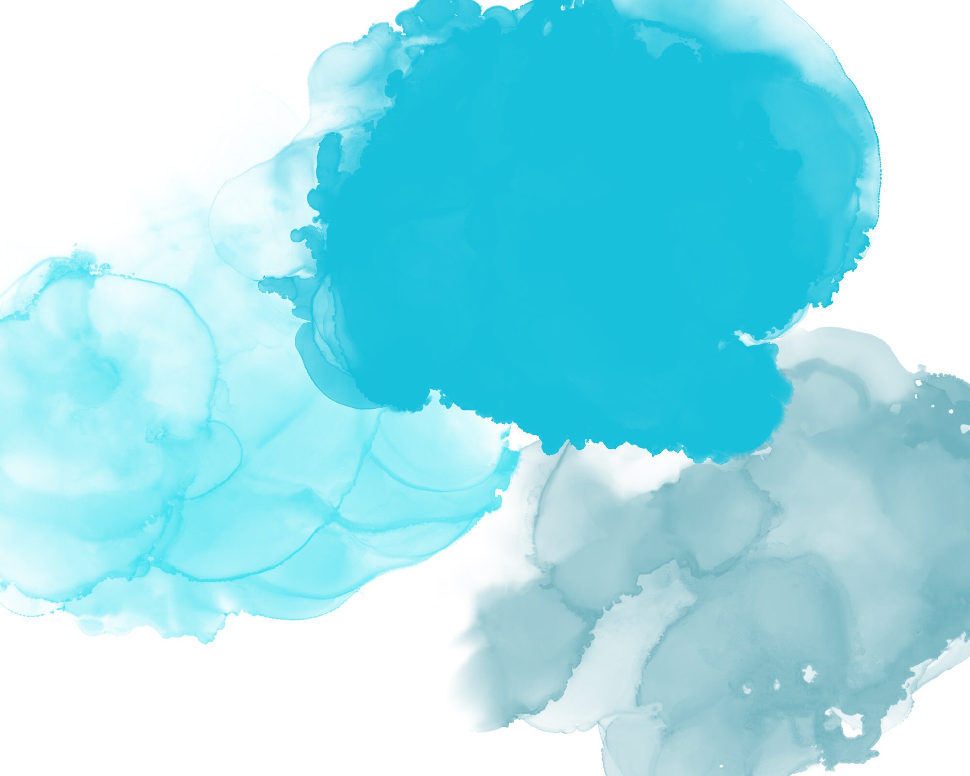 Turquoise Watercolor Clipart, Teal Alcohol Ink Png, Watercolour Circles ...