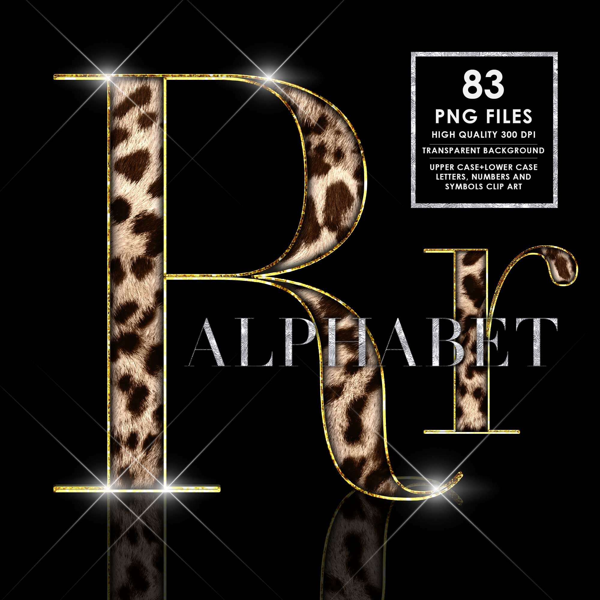Leopard Pattern Alphabet Png Clip Art, Animal Skin Letters, Gold Chrome ...