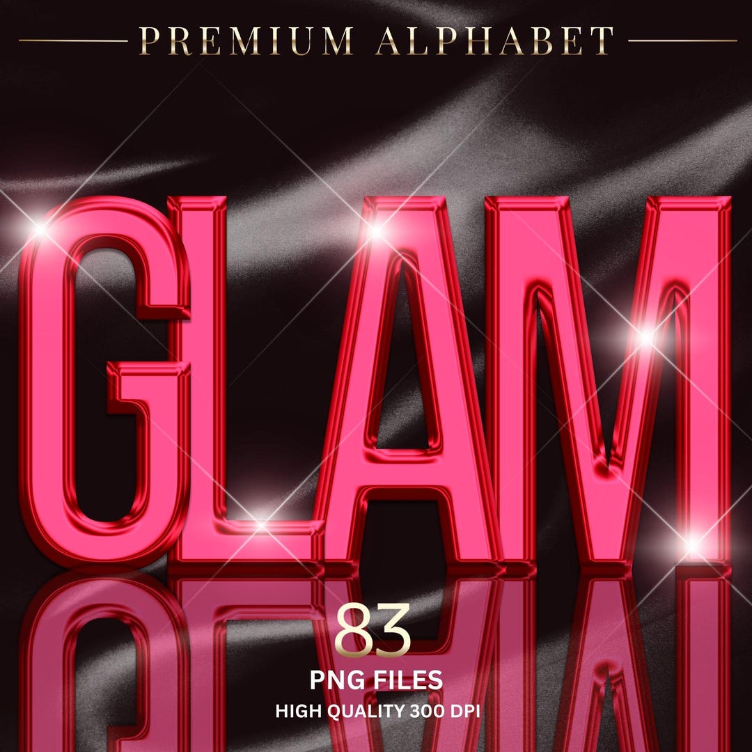 Hot Pink Chrome Alphabet Clipart, Pink Metallic Letters PNG, Shiny Pink ...