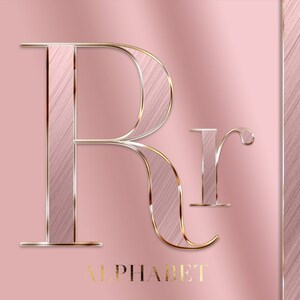 Rose Gold Letters Png, Pink and Gold Alphabet PNG, Pink Letters, Chrome ...
