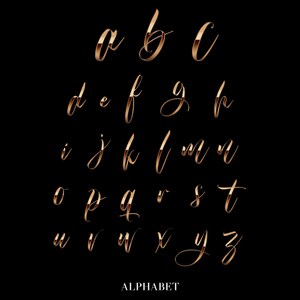 Gold Chrome Alphabet Clipart, Rose Gold Alphabet PNG, Metallic Letters ...