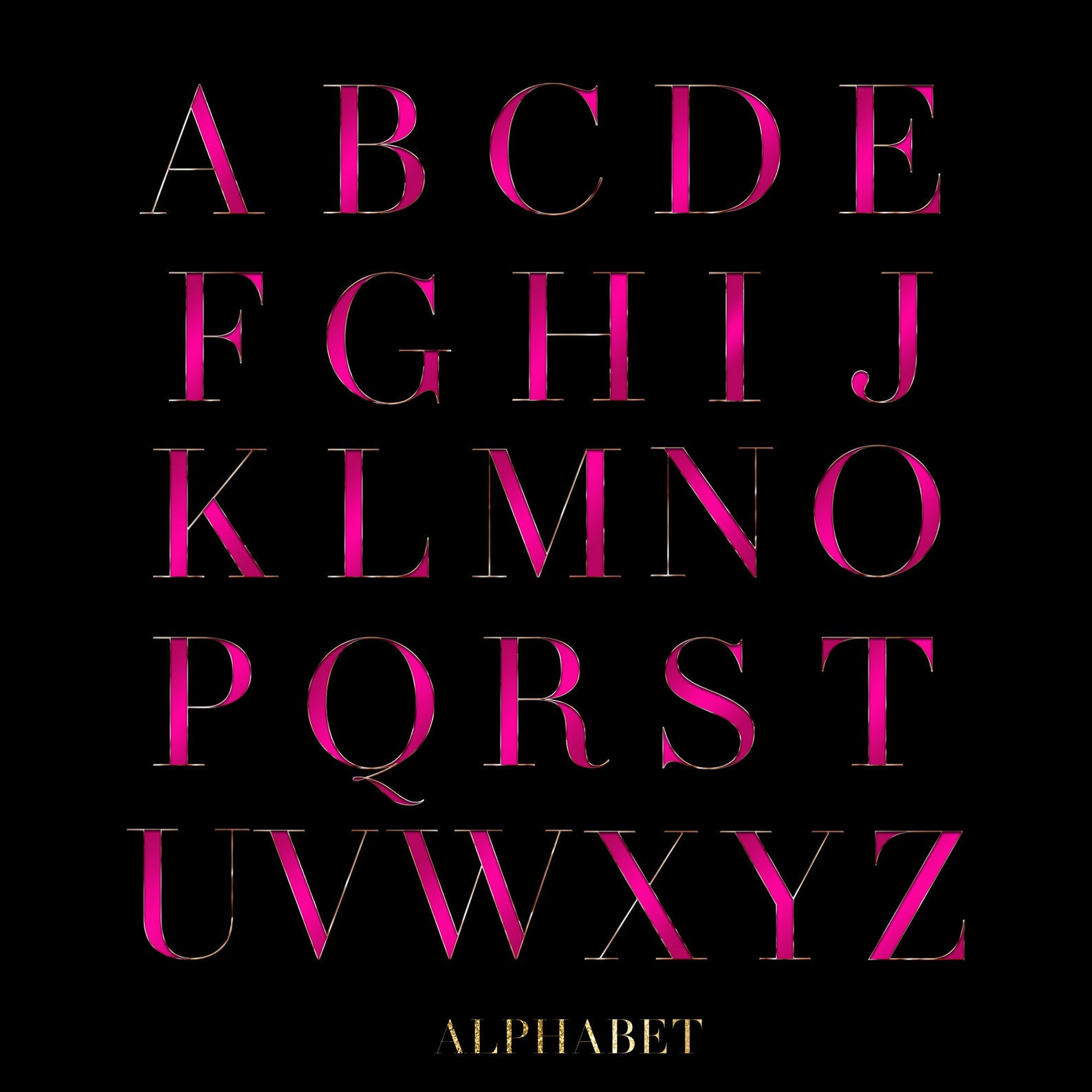 Hot Pink Chrome Alphabet PNG Clip Art, Hot Pink Letters, Chrome Letters ...