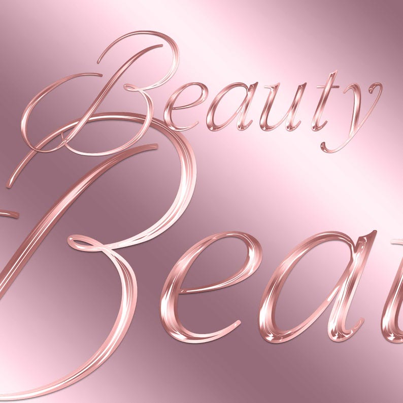 Rose Gold Chrome Alphabet Clipart, Pink Letters PNG, Script, Metallic ...