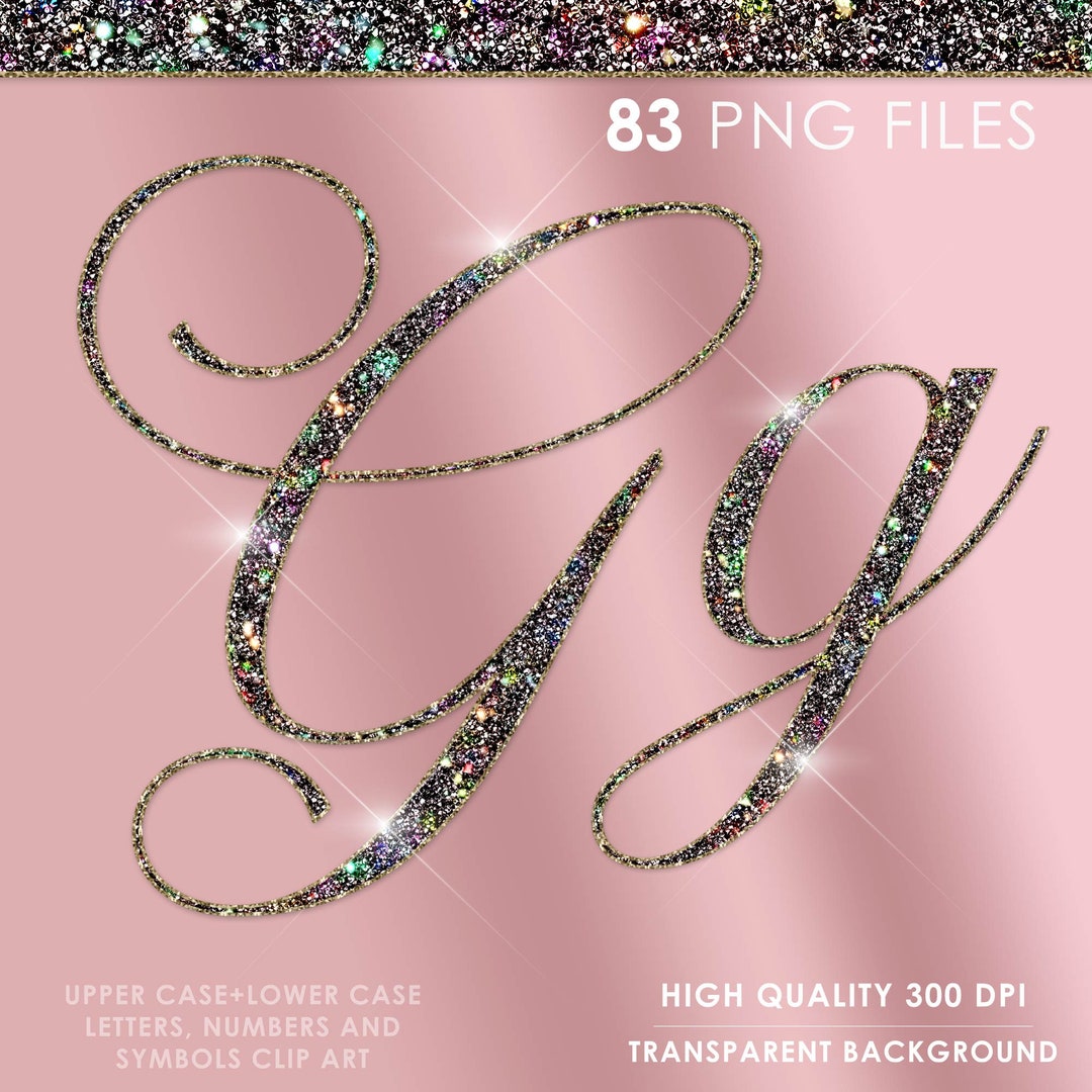 Glitter Diamond Alphabet PNG Clip Art, Bling Letters, Cursive Diamond ...