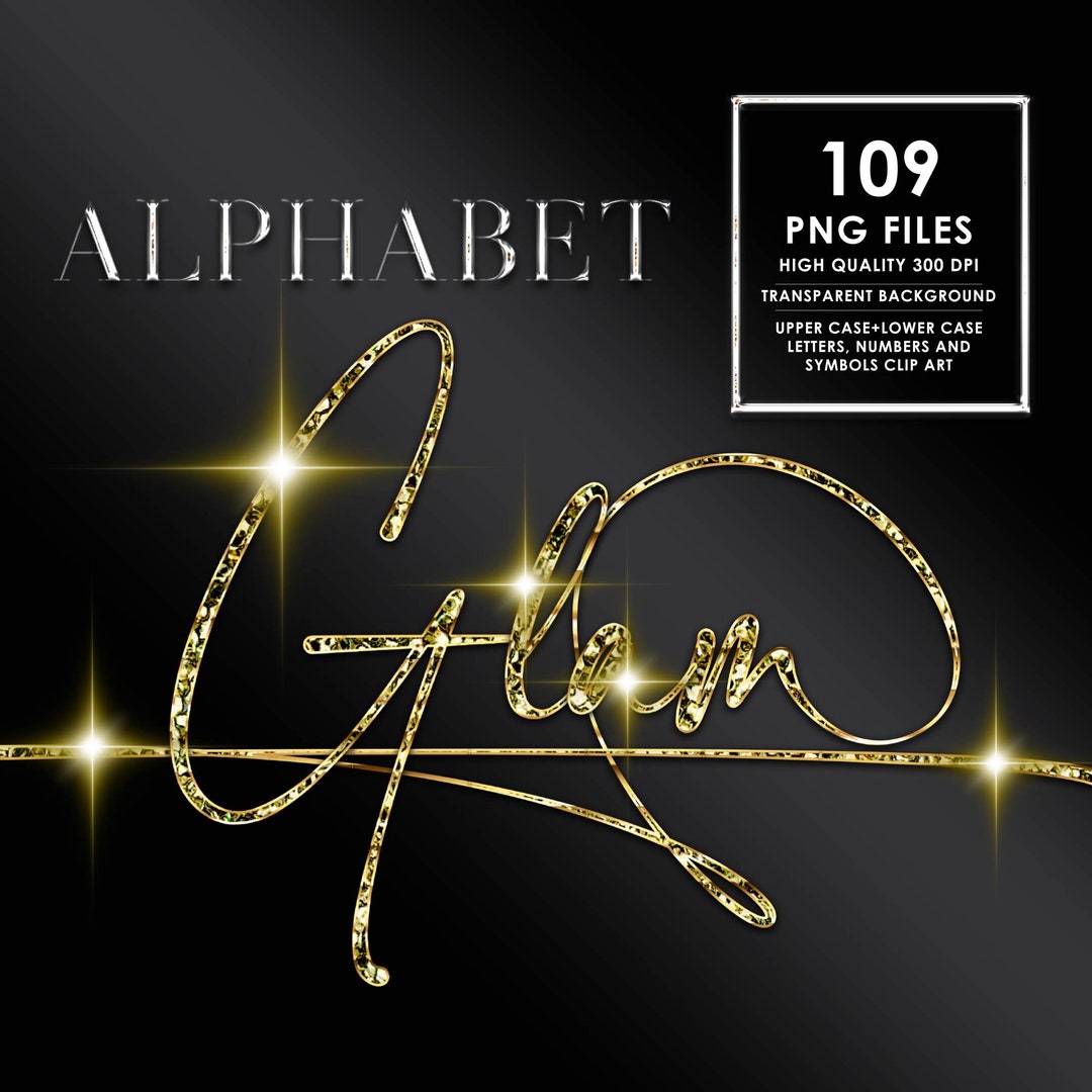 Glitter Gold Alphabet Clipart, Gold Letters PNG, Metallic Letters ...