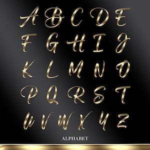 Gold Chrome Alphabet Clipart, Gold Alphabet PNG, Metallic Letters ...
