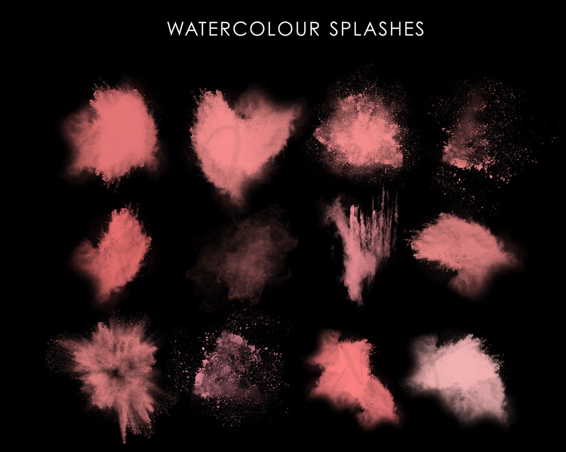 Pink Watercolor Clipart Pink Splashes Watercolour Splotches - Etsy