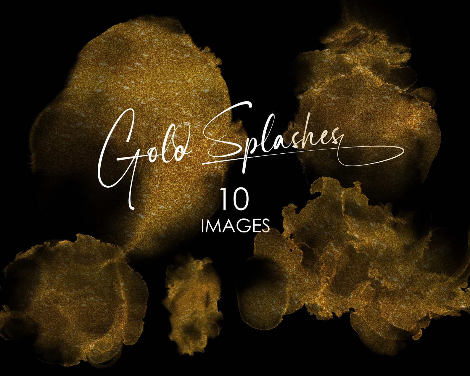 Liquid Gold Overlays, Gold Splashes Clipart, Gold Brush Stroke Png ...